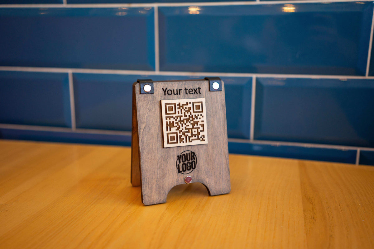 Engraved Wooden QR Code Sign – Buy Now at KyivWorkshop