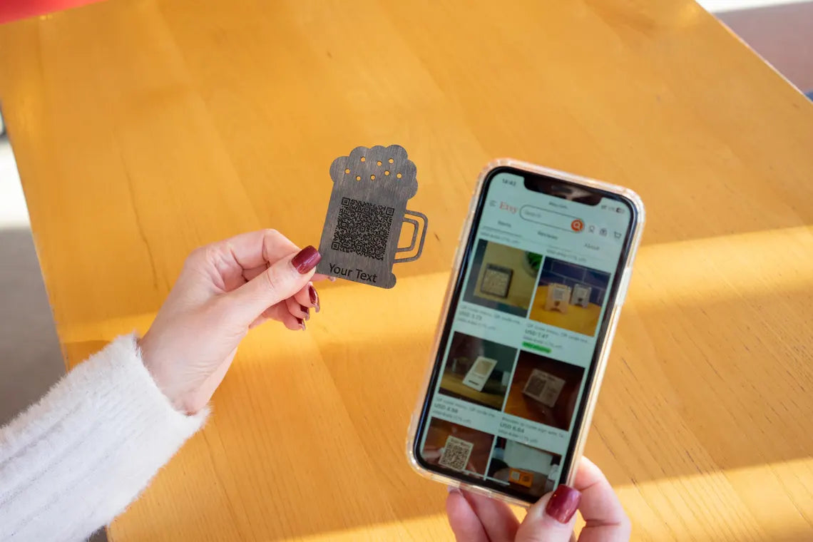 Wooden Beer Mug-Shaped QR Code Sign – Custom Engraved, Personalized ...