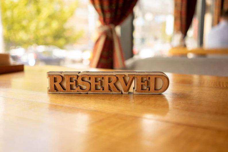 Dark Wood "Reserved" Sign with Large Font – Buy Now at KyivWorkshop